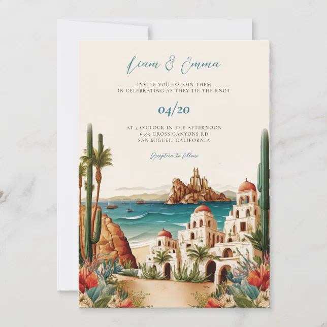Mexico Cabo San Lucas Destination wedding Invitation | Zazzle