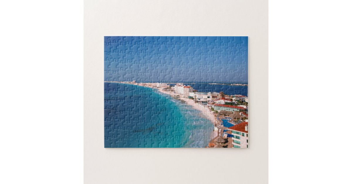 Mexico, Cancun, Aerial View Of Hotels Jigsaw Puzzle | Zazzle