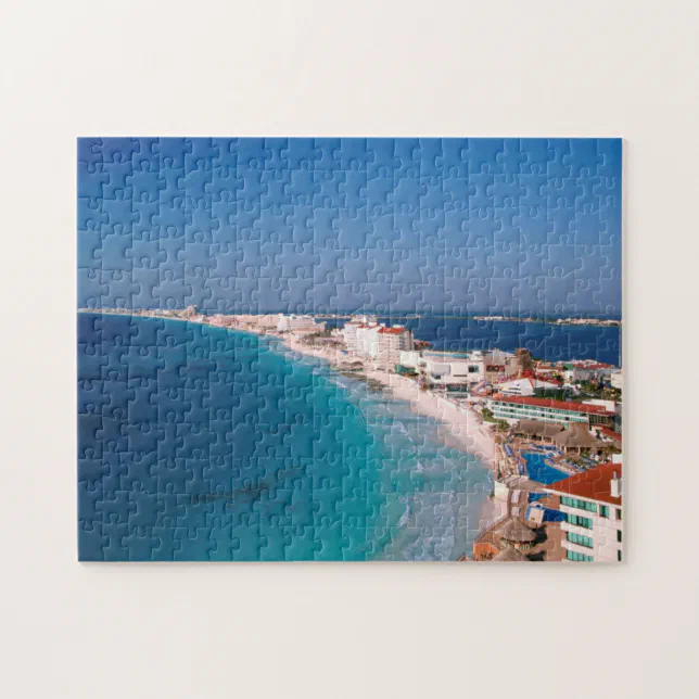 Mexico, Cancun, Aerial View Of Hotels Jigsaw Puzzle | Zazzle