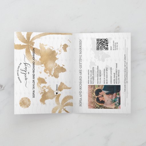 Mexico Destination Wedding Passport World QR Code Invitation | Zazzle