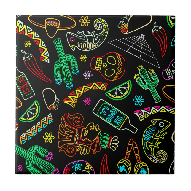 Mexico Fiesta Pattern Ceramic Tile | Zazzle