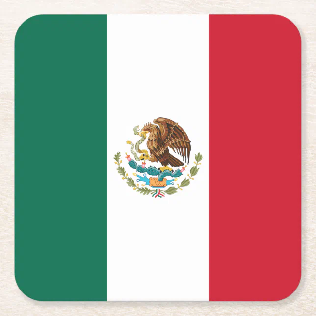 Mexico Flag, Bandera de Mexican Republic Square Paper Coaster | Zazzle