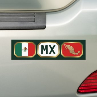 Mexico Flag Map Code Bumper Sticker | Zazzle