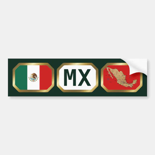 Mexico Flag Map Code Bumper Sticker | Zazzle