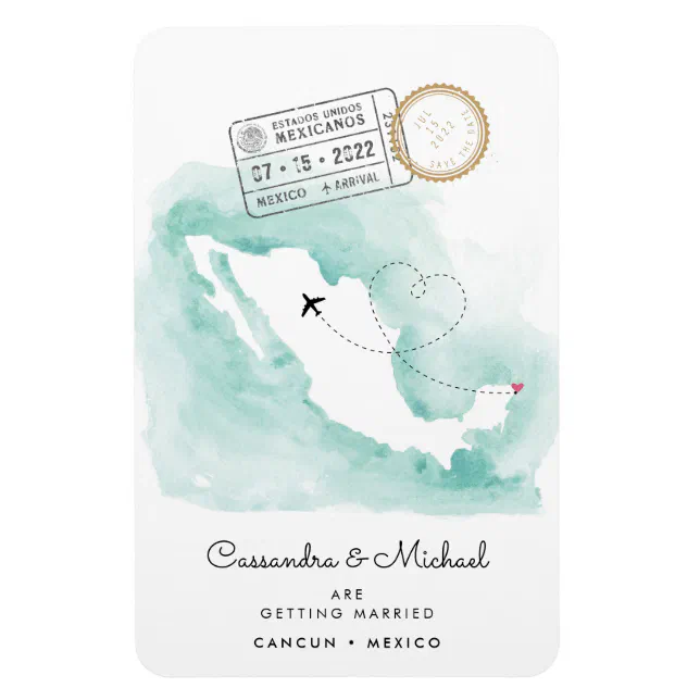 Mexico Map | Cancun | Destination Wedding Magnet | Zazzle