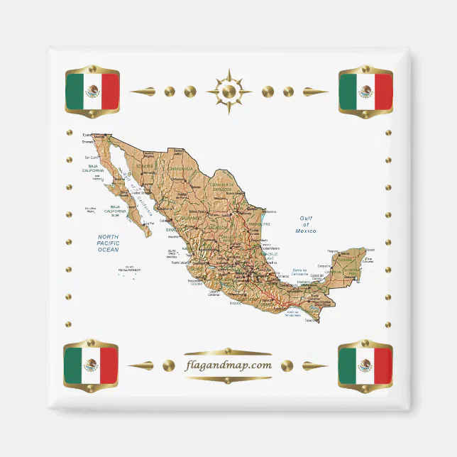 Mexico Map + Flags Magnet | Zazzle
