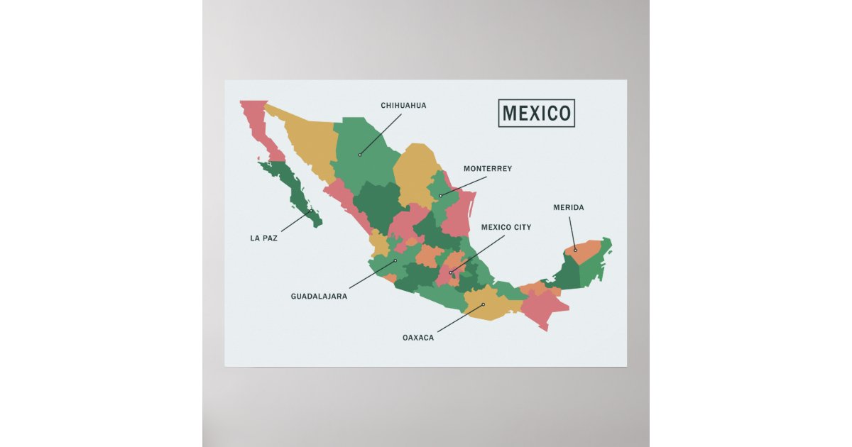 Mexico Map poster | Zazzle