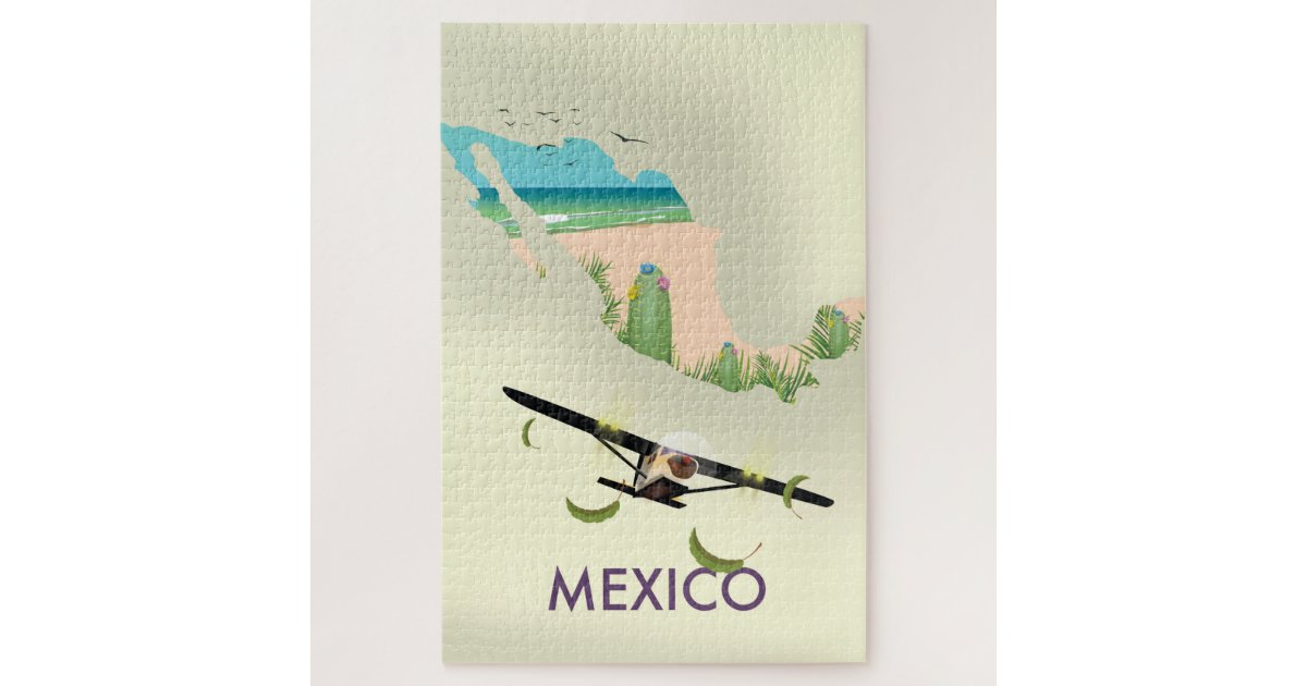 Mexico Map Travel poster Jigsaw Puzzle | Zazzle