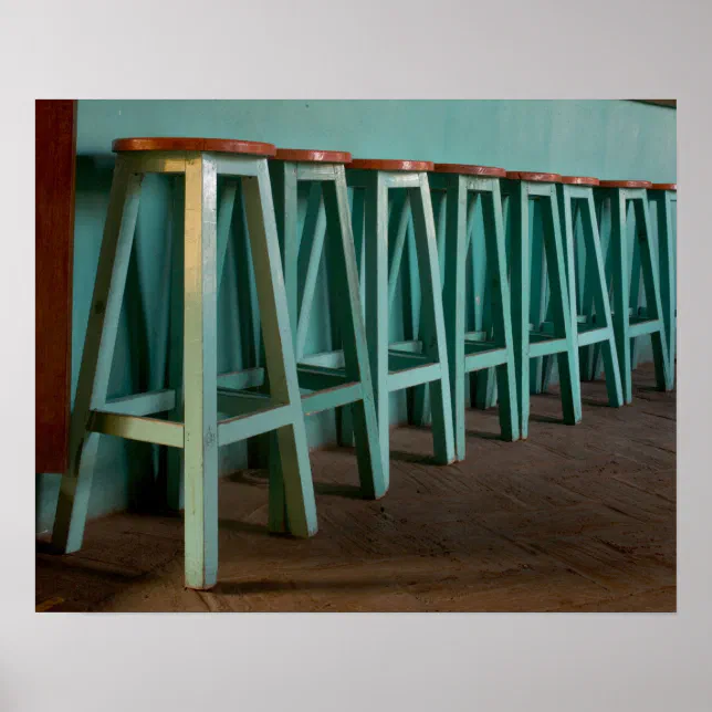 Mexico, Oaxaca, Green Bar Stools line wall Poster | Zazzle