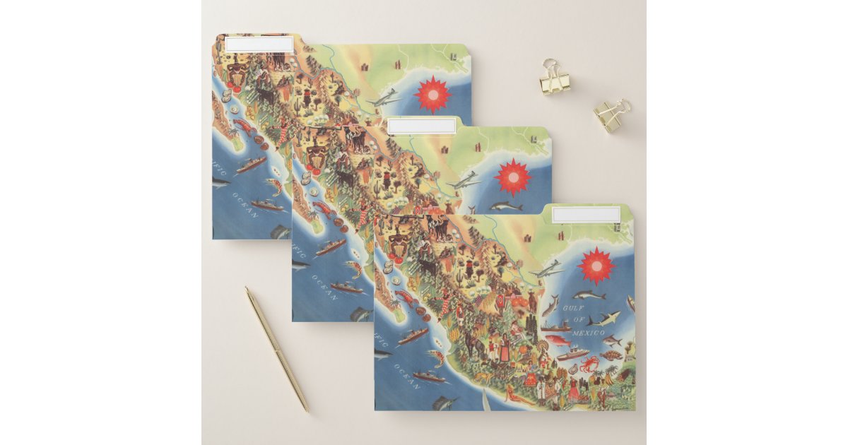 Mexico Pictorial Map by Miguel Gomez Medina File Folder | Zazzle
