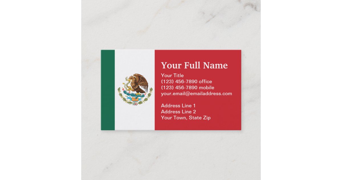 Mexico Plain Flag Business Card | Zazzle