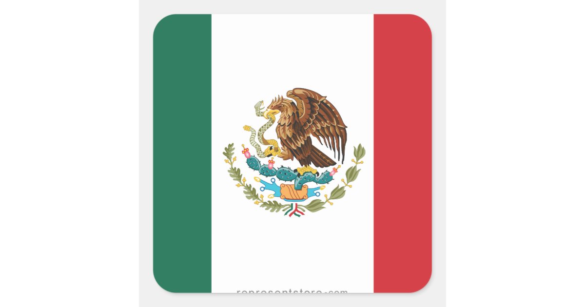 Mexico Plain Flag Square Sticker | Zazzle