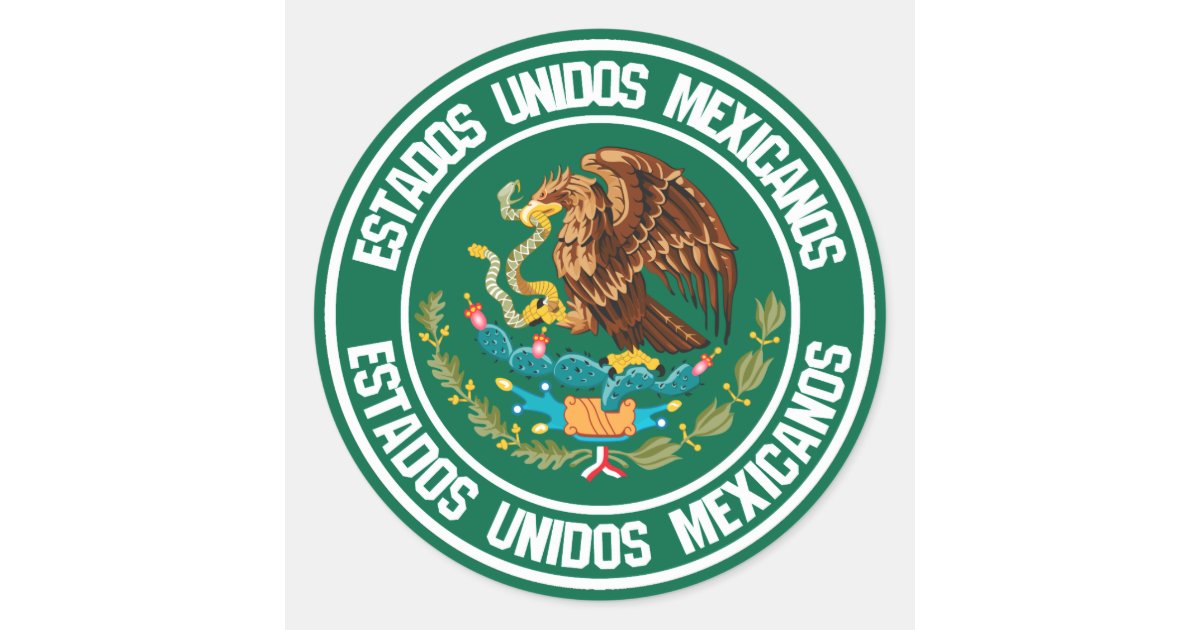 Mexico Round Emblem Classic Round Sticker | Zazzle