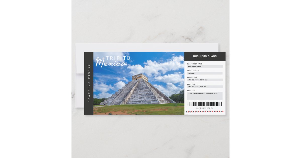 Mexico Trip Boarding Pass Travel Vacation Ticket | Zazzle