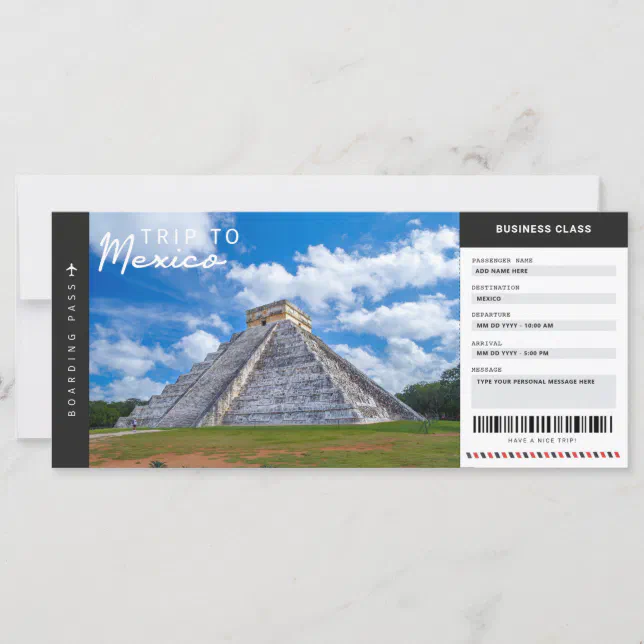 Mexico Trip Boarding Pass Travel Vacation Ticket | Zazzle