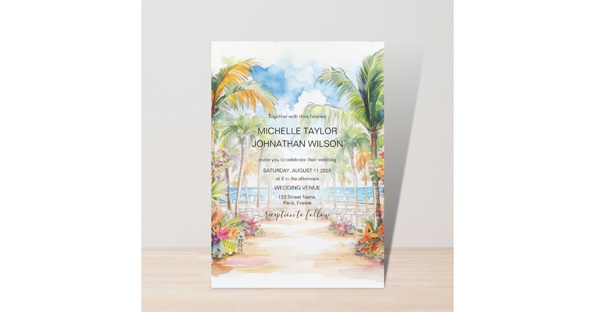 Mexico Tropical Beach Destination Wedding Invitation | Zazzle