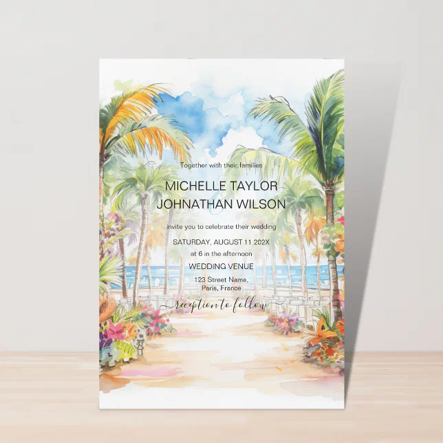 Mexico Tropical Beach Destination Wedding Invitation | Zazzle