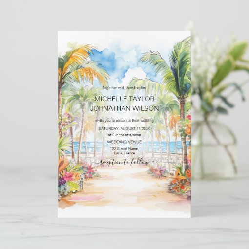 Mexico Tropical Beach Destination Wedding Invitation | Zazzle