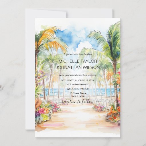 Mexico Tropical Beach Destination Wedding Invitation | Zazzle