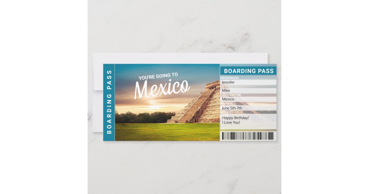 Mexico Vacation Travel Gift Ticket | Zazzle