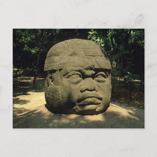 Mexico, Villahermosa, giant Olmec head, La Venta Postcard | Zazzle.com
