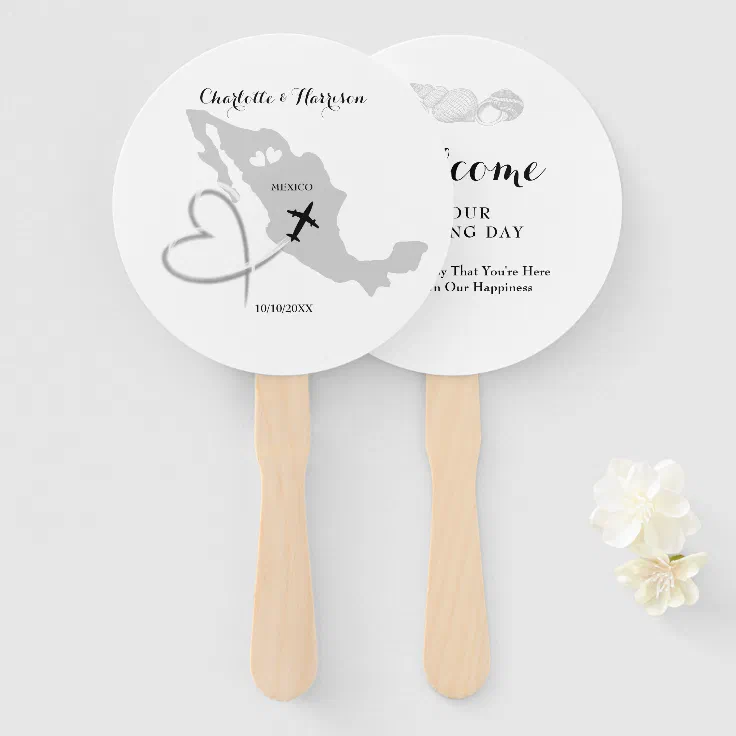 Mexico Wedding Destination Hand Fan | Zazzle