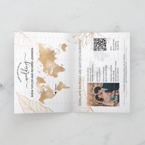 Mexico Wedding Destination Passport Map QR code Invitation | Zazzle