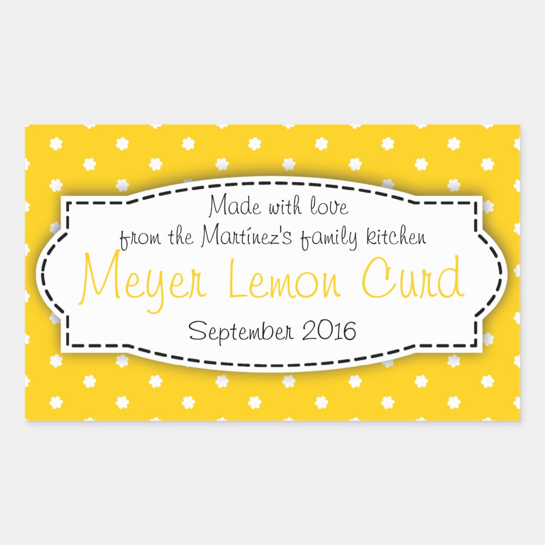Meyer Lemon Curd yellow food label sticker | Zazzle