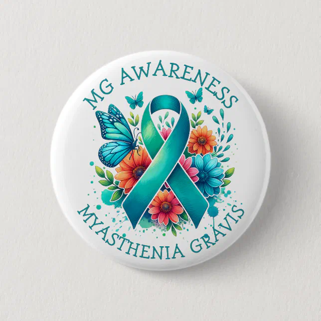 MG Awareness | Myasthenia Gravis Ribbon Button | Zazzle