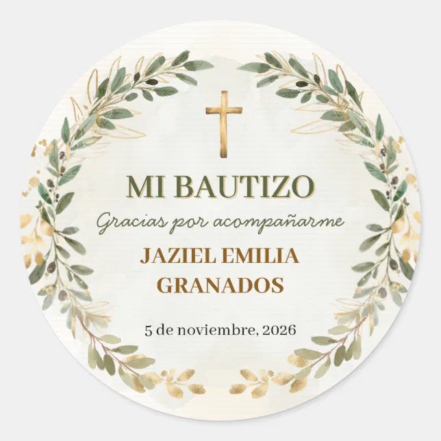 Mi Bautizo Stickers Personalized Baptism Labels | Zazzle