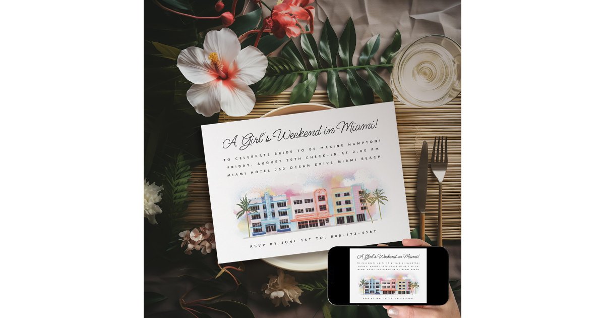 Miami Beach Bachelorette Weekend Invitation | Zazzle