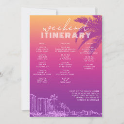 Miami Beach Bachelorette Weekend Itinerary Invitation | Zazzle