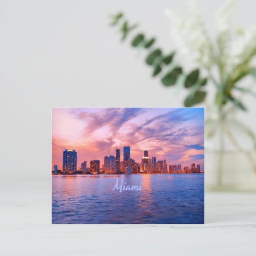Miami Beach Florida City Skyline Postcard | Zazzle