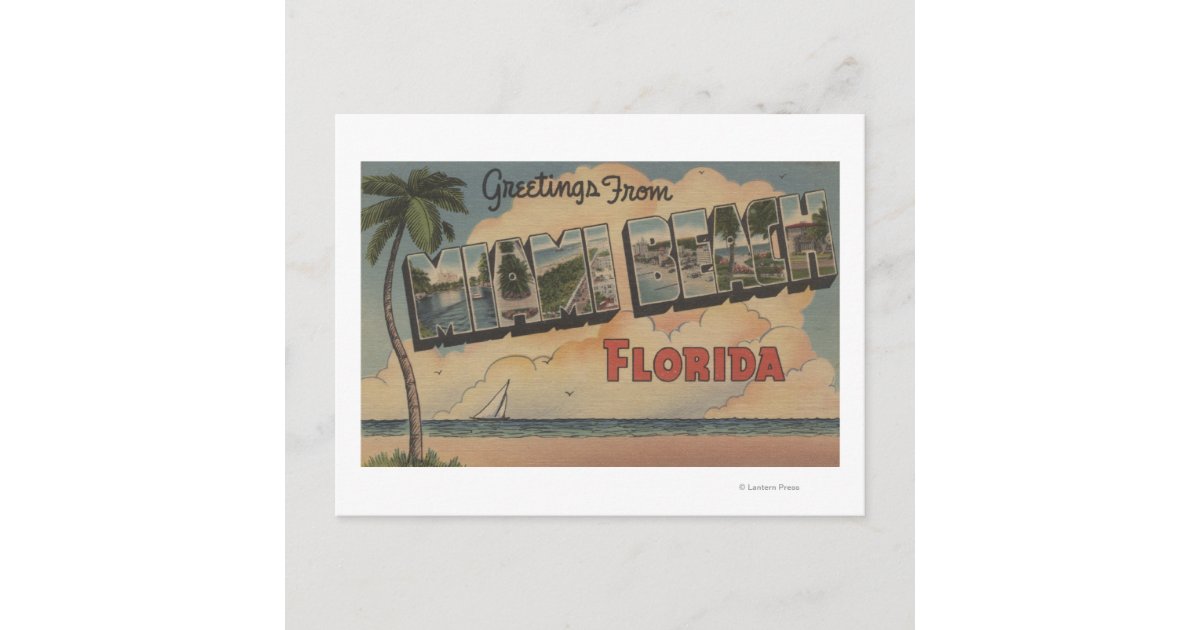 Miami Beach, Florida - Large Letter Scenes Postcard | Zazzle