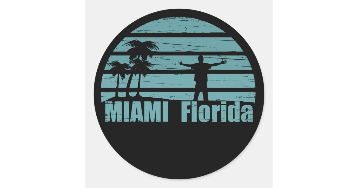Miami beach Florida vintage Classic Round Sticker | Zazzle