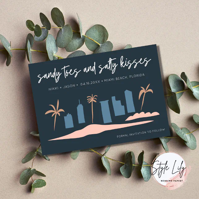 Miami Beach Florida Wedding Save the Date Announcement | Zazzle
