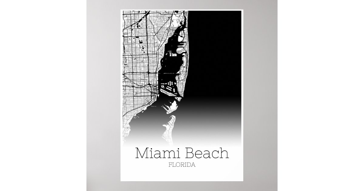 Miami Beach Map - Florida - City Map Poster | Zazzle
