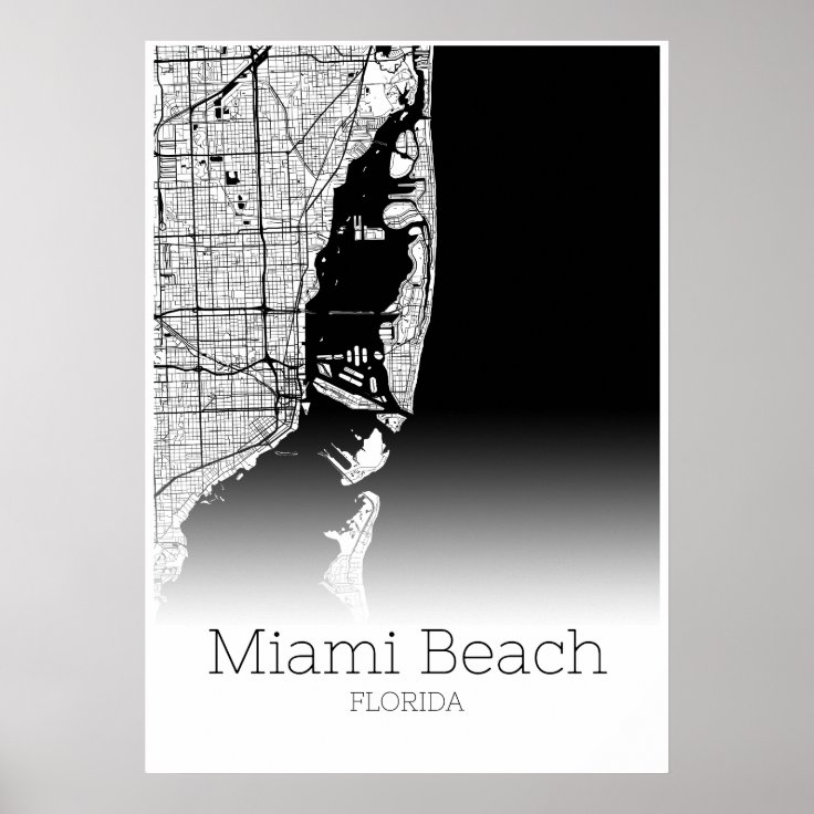 Miami Beach Map - Florida - City Map Poster | Zazzle