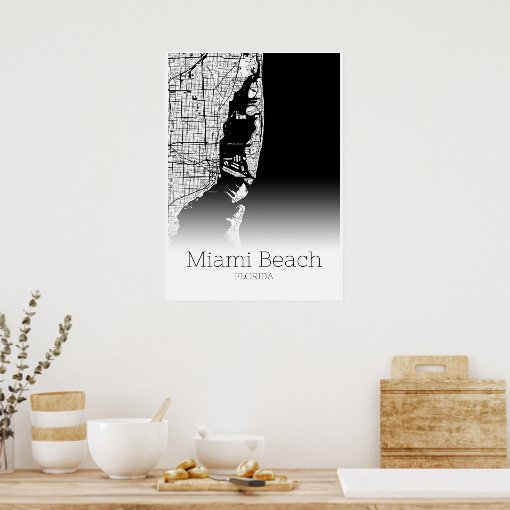 Miami Beach Map - Florida - City Map Poster | Zazzle
