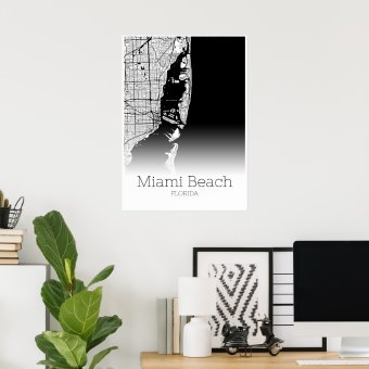 Miami Beach Map - Florida - City Map Poster | Zazzle