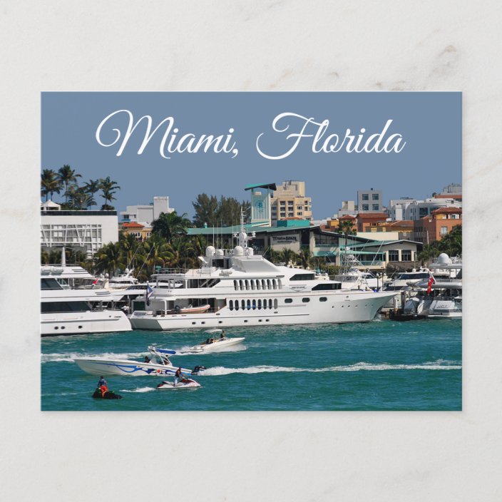 Miami Beach Marina Florida Travel Postcard | Zazzle.com