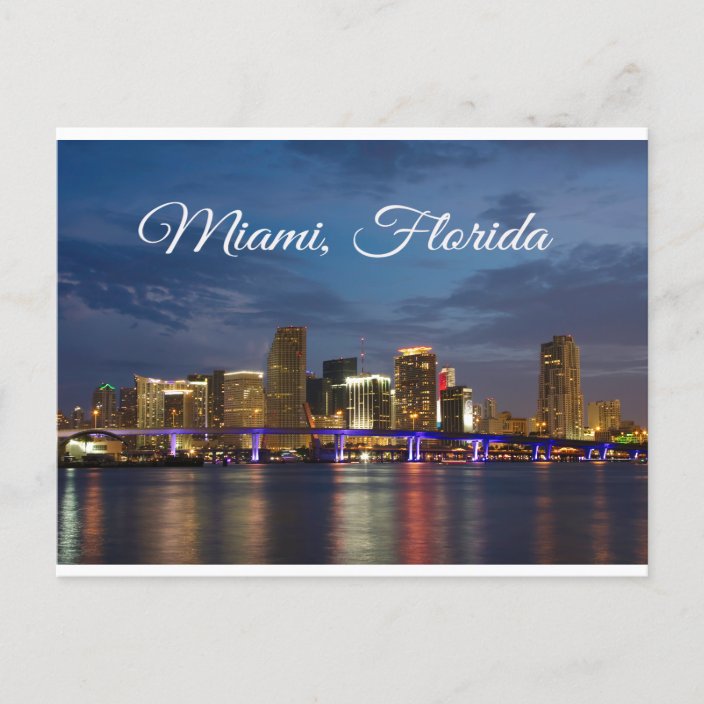 Miami Beach Skyline Florida Travel Postcard | Zazzle.com