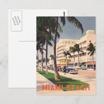 Miami Beach vintage travel style Postcard | Zazzle