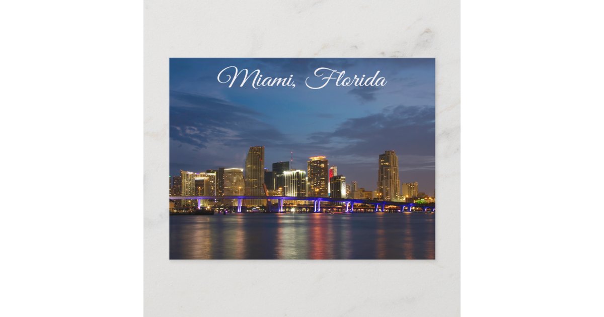 Miami BeachSkyline Florida Travel Postcard | Zazzle