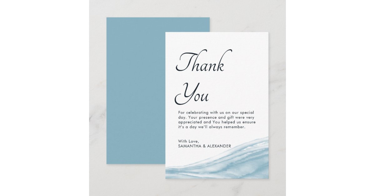 Miami Blue Ocean Watercolor Wedding Thank You Card | Zazzle