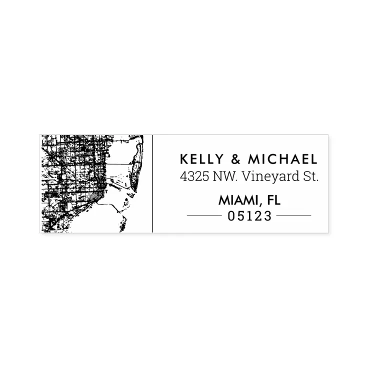 Miami City Map | Custom Address Self-inking Stamp | Zazzle
