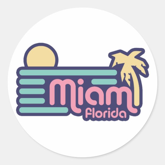 Miami Classic Round Sticker | Zazzle.com