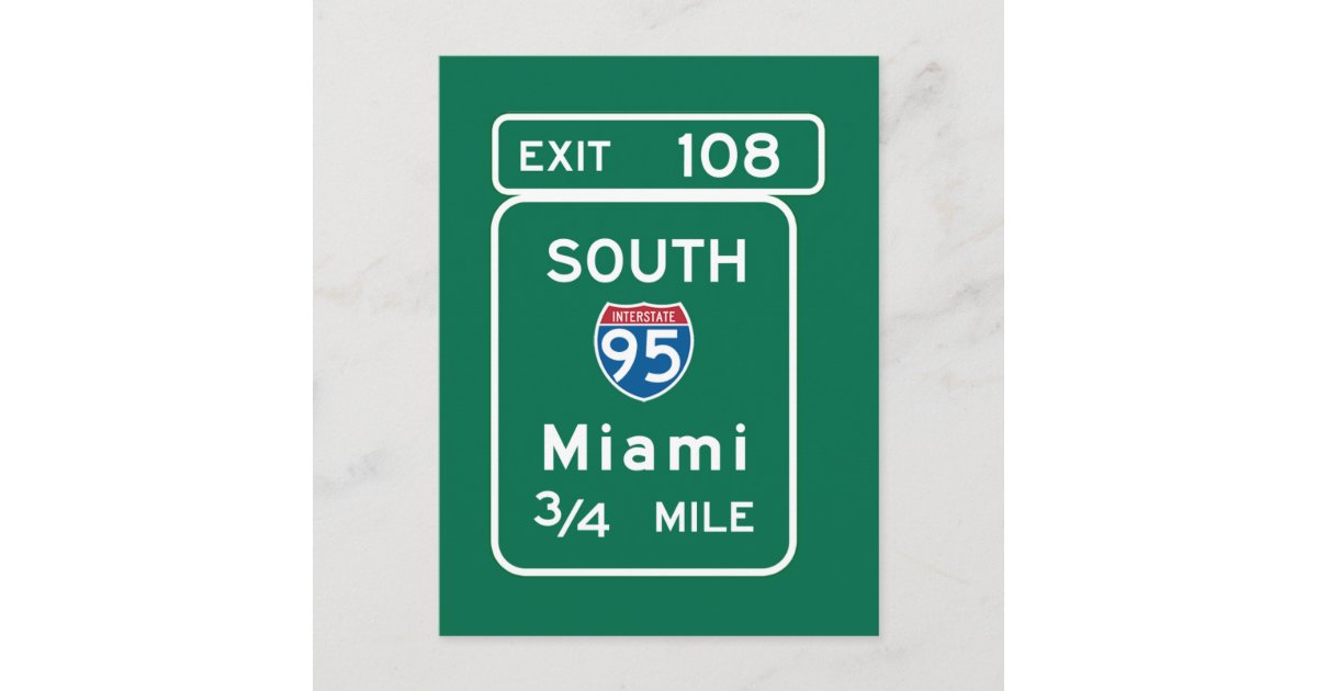Miami, FL Road Sign Postcard | Zazzle
