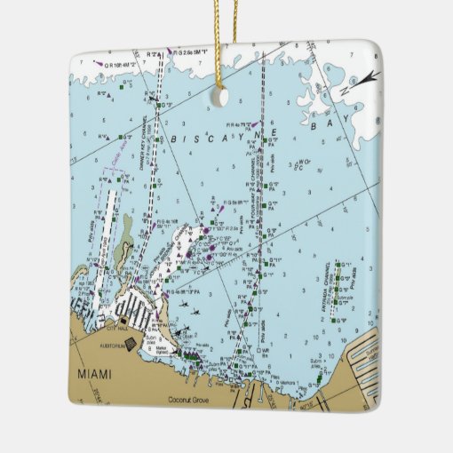 Miami Florida Nautical Chart Ceramic Ornament | Zazzle