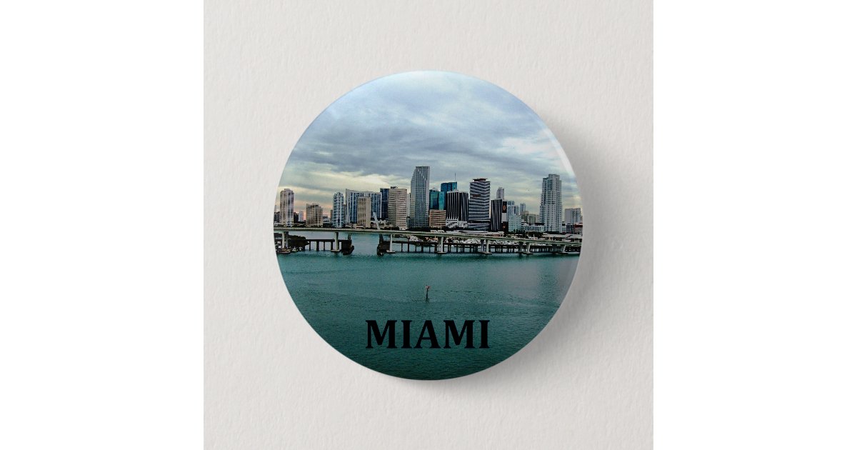 Miami Florida Skyline Pinback Button | Zazzle